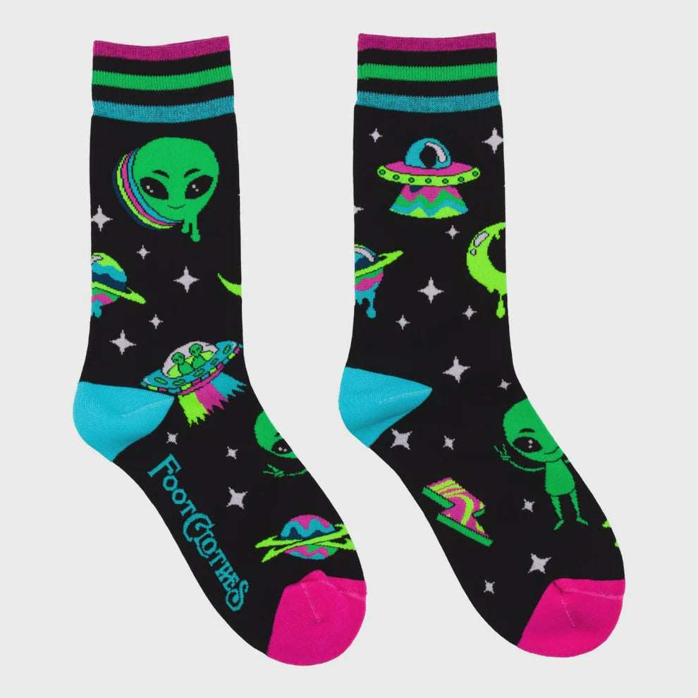 Spaced Out Alien UV Reactive Crew Socks – Penny Lane Gifts
