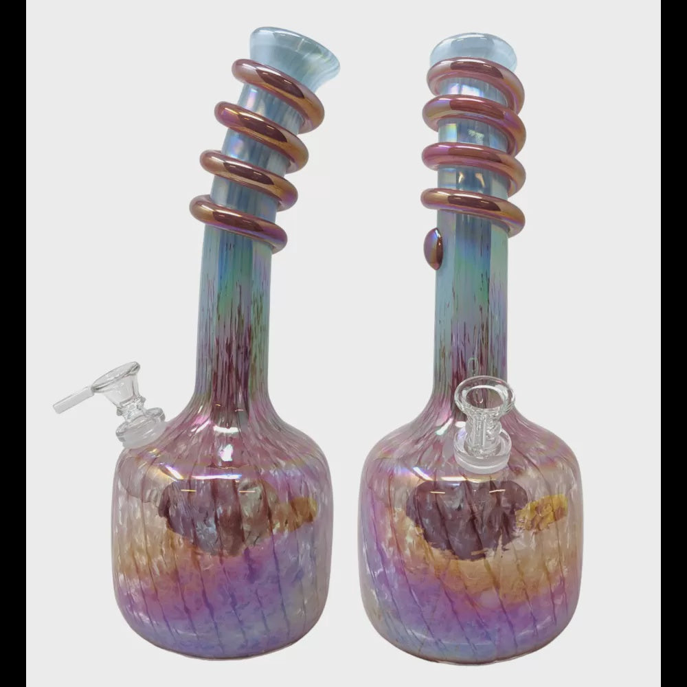 12" Onion Bottom Color Fade with Rings Soft Glass Water Pipe - Glass O ...